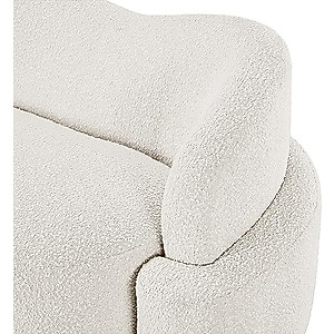 Meridian Furniture 108Cream-L Principessa Collection Modern | Contemporary Loveseat with Rich Cream Boucle Fabric, Curved Seat and Back, 68" W x 35" D x 29" H, Cream
