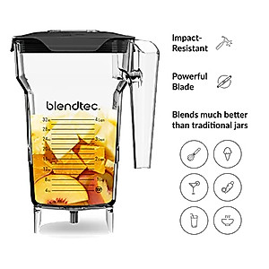Blendtec 75 oz FourSide Jar - Four-Sided Blender Jar Compatible with Most Blendtec Blenders - 32 oz Blending Capacity - Clear