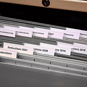 Avery Hanging File Tabs, 1/5 Cut, Clear, Permanent, Pack of 20 (6727)