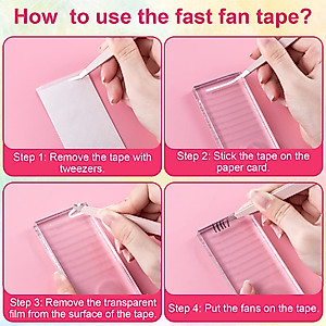 OIIKI False Eyelash Fans Paper Tape 1000pcs, Double Sided Adhesive Eyelash Fan Tape Holder Sticky Lash Strip, Eyelash Extensions Storage Tape Fast Fan Tapes