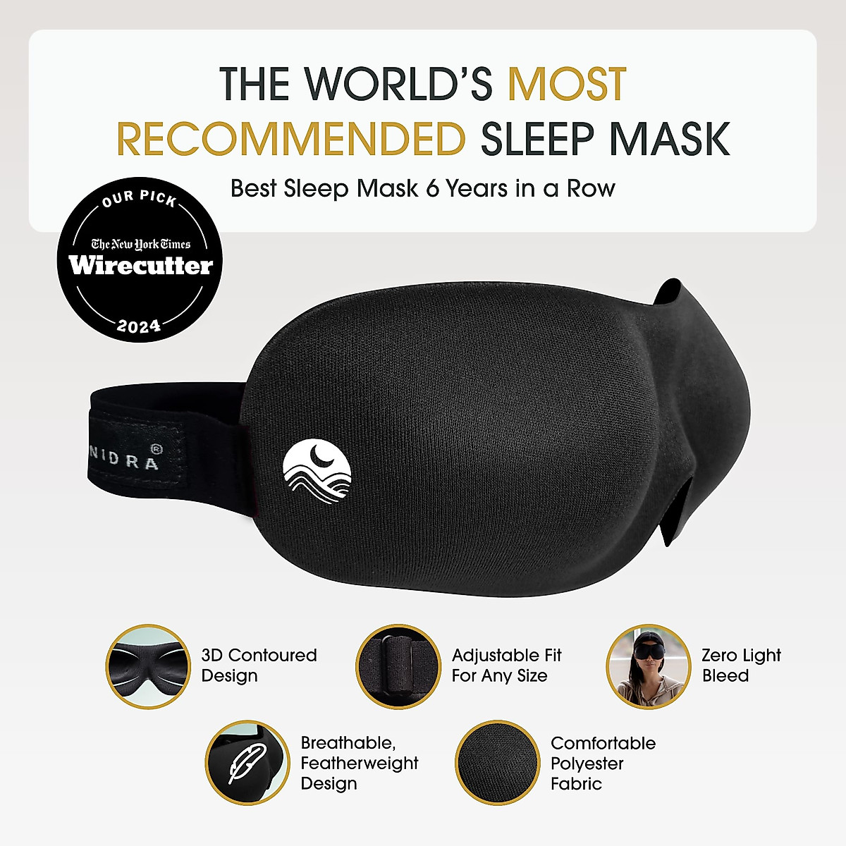 Nidra Sleep Mask for Men Women, Purple 3D Blackout Sleeping Mask, Contoured Mask for Lash Extensions, Side Sleepers Eye Cover, Zero Eye Pressure, Travel Eye Shades, Night Blindfolded for Deep Sleep