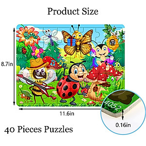 Puzzles for Kids Ages 4-6 6-8 Year Old,40 Piece Colorful Wooden Puzzles for Toddler Children Learning Educational Puzzle Set Toys for Boys and Girls (4 Puzzles)