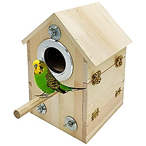 kathson Bird Nesting House，Wooden Bird Breeding Nest Parrot Breeding Mating Box for Hummingbirds Lovebirds Cockatiel Budgie Finch