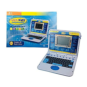 Tech Kidz My Exploration Toy Laptop Educational Learning Computer, 80 Challenging Learning Games and Activities, LCD Screen, Keyboard and Mouse Included (Blue), Ages 5+