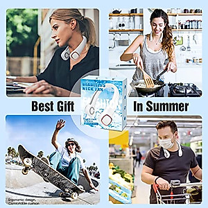 Bladeless Neck Fan, Portable Fan Rechargeable, Personal Fan, Hands Free Around the Neck Fan, 3 Speeds 4000mAh Battery Operated Wearable Cooling USB Hanging Neck Fan for Office, Travel, Outdoor
