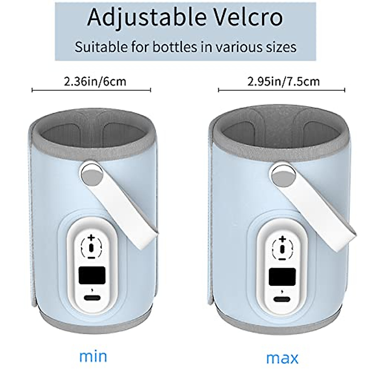 Portable Baby Bottle Warmer, USB Travel Milk Heat Keeper, LCD Display Travel Bottle Warmer with Precise Temperature Control, Water-Free Baby Bottle Warmer