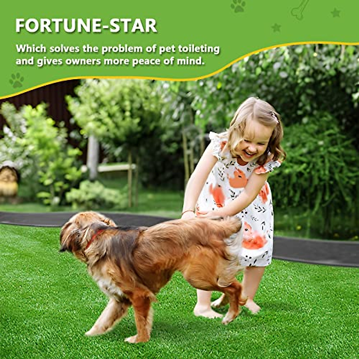 Fortune-star 39.3in X 31.5in Grass Pad for Dogs for Professional Potty Training, Reusable Artificial Grass for Dogs, Dog Grass with Drainage Holes, Turf Dog Potty for Indoor/Outdoor Easy to Clean