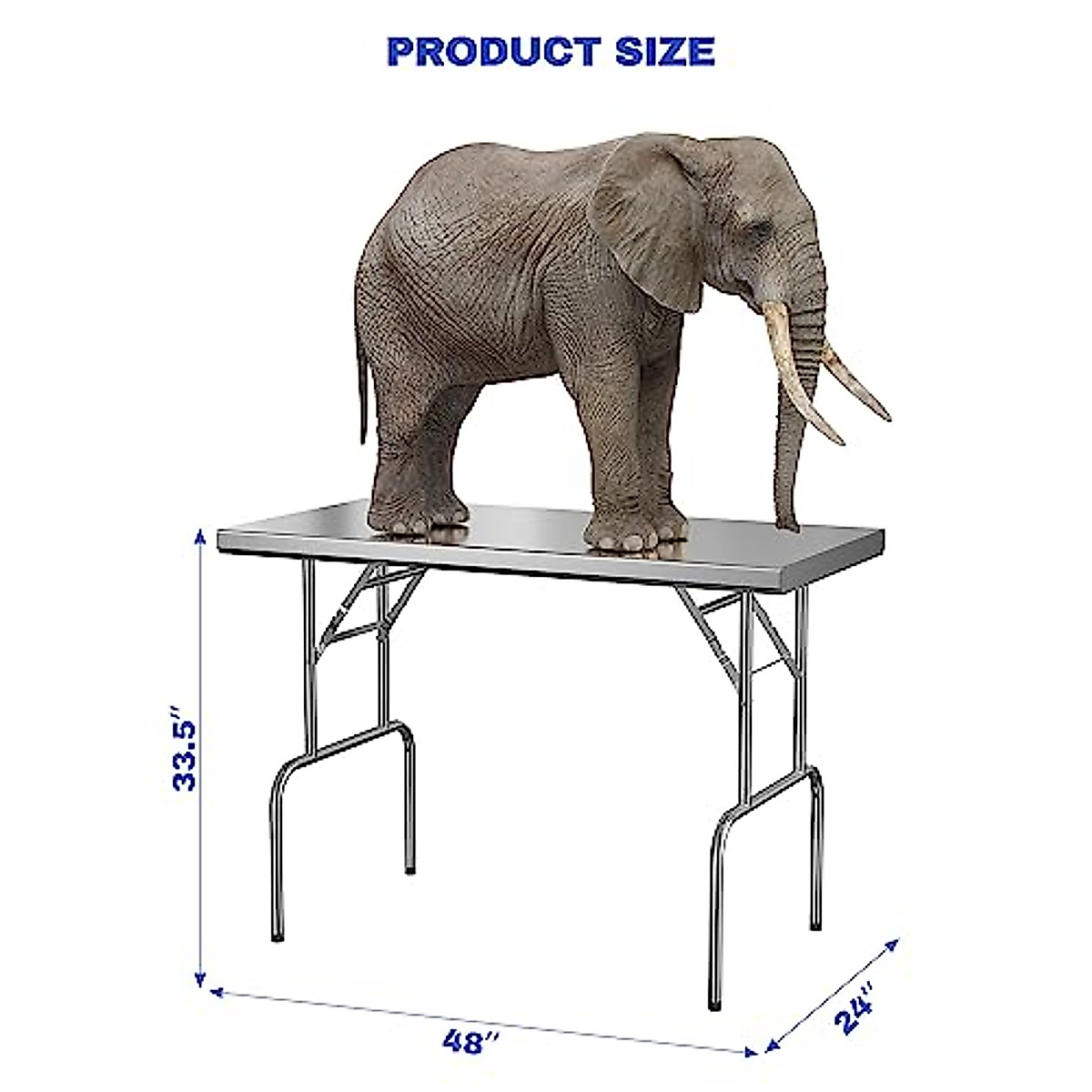 RIEDHOFF Stainless Steel Folding Table 48" x 24" Without Undershelf, [NSF Certified][Heavy Duty] Commercial Kitchen Prep Table for Home, Restaurant, Outdoor