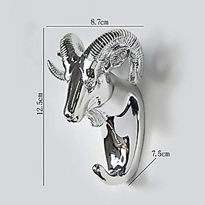 Animal Head Key Hooks Decorative for Wall Creative Resin Hook Hanger (Pack 6) Animal Shaped Coat Hat Hook Wall Hanging Wall Hook Decorative Gift (Silver Plating)