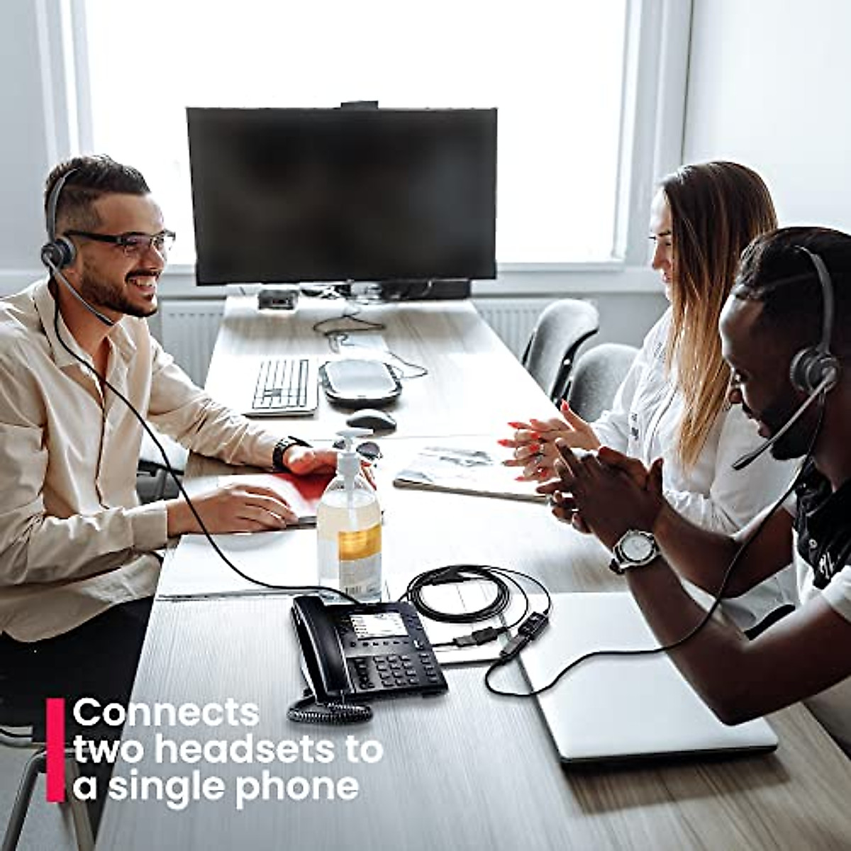 XS 825 Headset Bundle for Training, Coaching, Monitoring, Supervising, Onboarding - Compatible Deskphones Include Avaya, Yealink, Polycom, Cisco, Mitel, Nortel, Toshiba (Stereo, Basic Bundle)