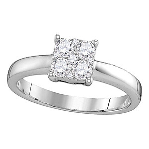 Dazzlingrock Collection 18kt White Gold Women's Round Diamond Cluster Engagement Ring 3/8 ctw