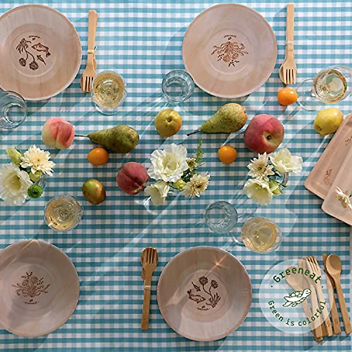 Greeneat Disposable Eco-Friendly Compostable Plates Set For Birthdays Events Party, Sturdy & Heavy Duty (XXL)