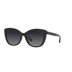 Coach HC8365U Universal Fit Sunglasses, Black/Dark Tortoise/Grey Gradient Polarized, 55 mm