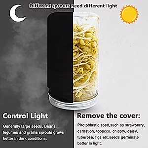 Sprouting Kit, 3PCS Sprouting Jar Kit Sprouts Growing Kit, With 3PCS Sprouting Lids, Blackout Sleeves, Sprouter Stand, Drip Tray and Canning Brush Seed Starter Kit Growing Broccoli, Alfalfa, Mung Bean