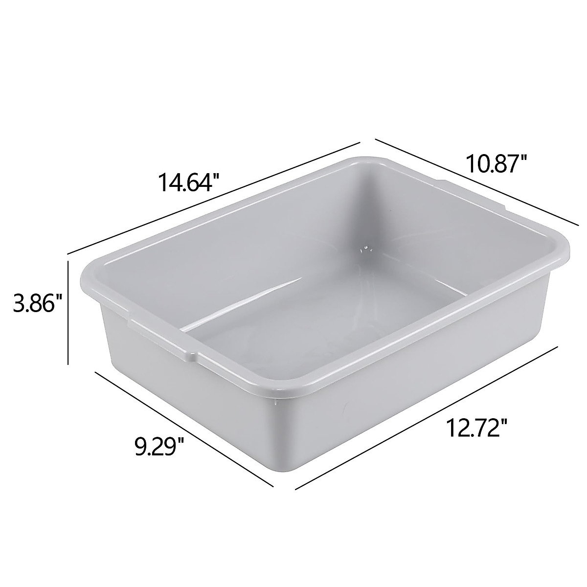 Doryh 4-Pack 8 L Small Commercial Bus Tub, Grey Dish Pans for Washing Dishes
