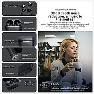 Ptuxc True Wireless Earbuds Bluetooth Headphones in Ear Headphones,Bluetooth 5.2,IPX5 Waterproof,Black