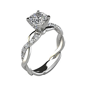 Open Ring Set 18k Princess Gold Diamond Ring Rose Engagement Eternal Ring Wedding (L, L)