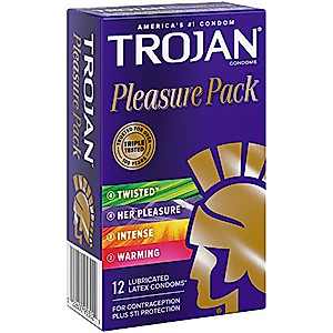 Trojan Pleasure Variety Pack Lubricated Condoms - 12 Count
