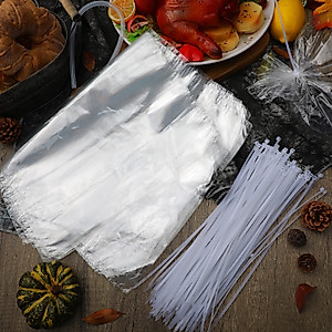 161 Pcs Thanksgiving Turkey Poultry Heat Shrink Bags Set 60 Pcs Transparent Heat Shrink Bags Clear Poultry Heat Shrink Wrap 100 Pcs Zip Ties 1 Silicone Straw for Chickens Meat Food Storage, 2 Sizes