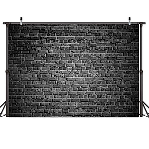 Dudaacvt 7x5FT Black Brick Wall Photography Backdrop Brick Backdrop Vintage Theme Stone Brick Background Baby Birthday Party Decoration Photo Booth Studio Props