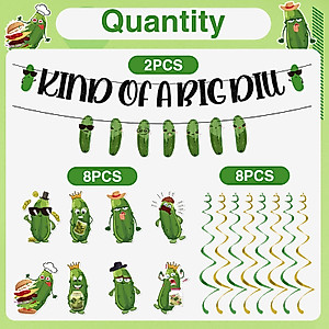 Rngmsi Pickle Party Banner Decorations - 10PCS Kind of A Big Dill Banner Decorations Pickle Theme Hanging Swirls Decorations Cucumber Pickle Birthday Party Decorations Supplies