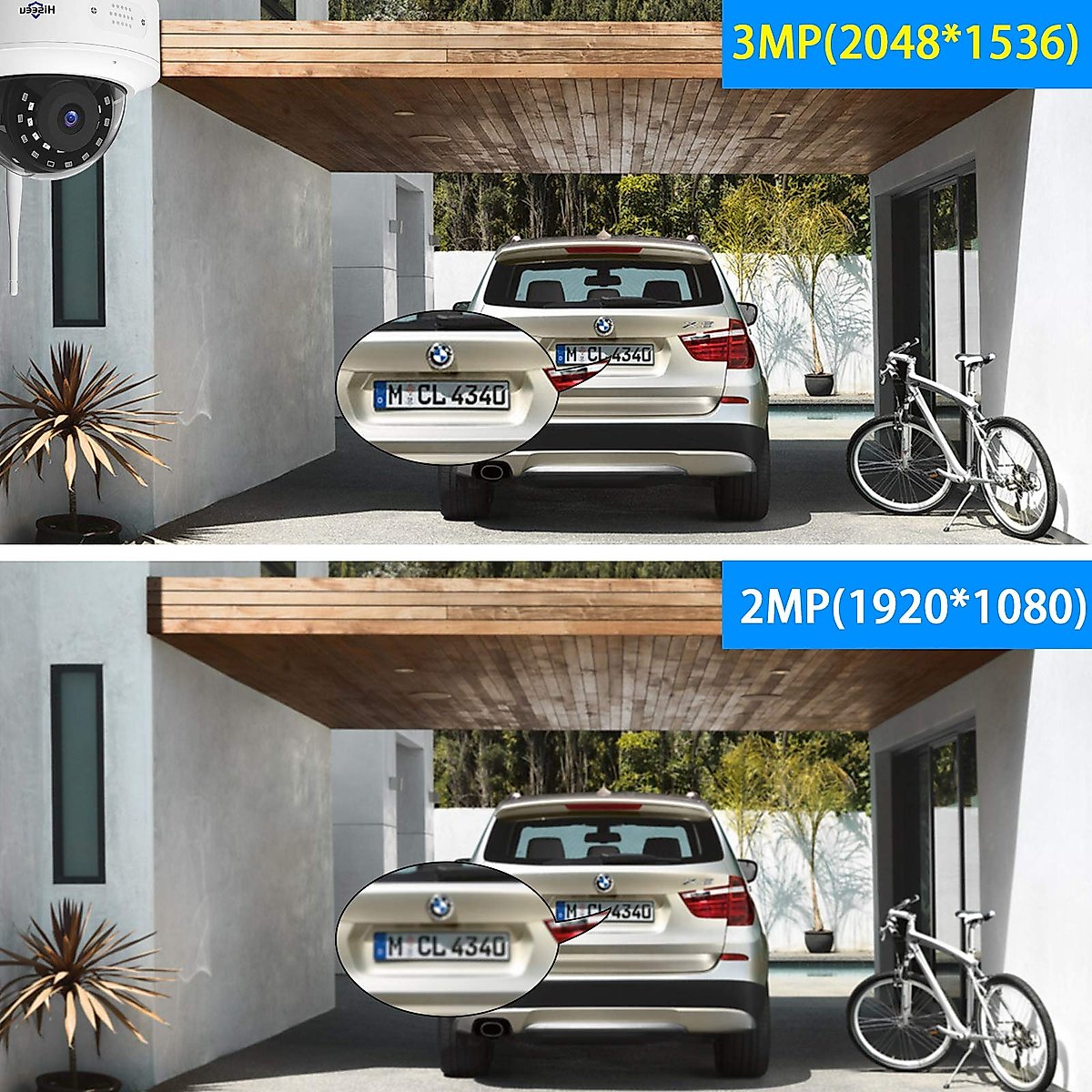Hiseeu 2K Security Camera Outdoor, Dome Surveillance IP Camera wit Two-Way Audio IP66 Waterproof, Motion Detection,Night Vision,Not PTZ Camera Compatible Wireless Camera System