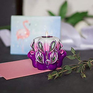 Carved Candles - 2,5 inches Purple Pink Green White - Candles Hand Carved - Hand Carved Unity Candles - Handmade Carved Candles - Flower Candles - Hand Carved Decorative Candles