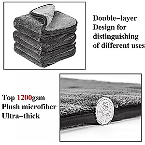 Atlas Connect 1200 GSM Ultra Thick Microfiber Towels for Cars, Soft Car Drying Towel for Washing, Polishing and Auto Detailing 16'' x 16'' (3 Pack)