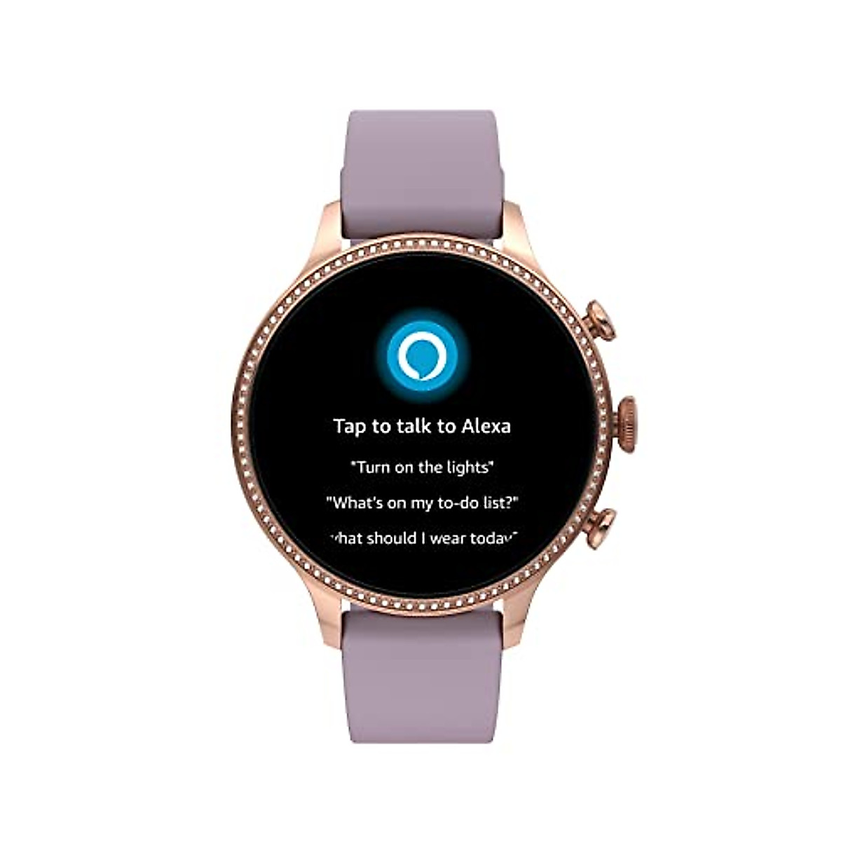 Fossil Unisex Gen 6 42mm Stainless Steel and Silicone Touchscreen Smart Watch,Fitness Tracker, Color: Rose Gold, Purple (Model: FTW6080V)