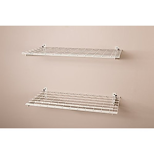 Hyloft 777 36-Inch X 18-Inch Adjustable Steel Wall Shelf, Storage Rack for Garage with Hanging Rod, White, 2-Pack
