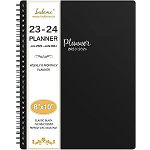 Planner 2023-2024 - Jul.2023 - Jun.2024, 8" × 10", Academic Planner 2023-2024, Weekly & Monthly Planner 2023-2024, Classic Black, Twin-Wire Binding, Perfect Life Assistant
