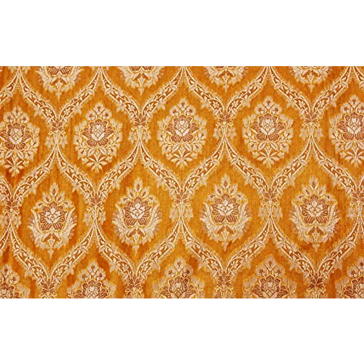 Peegli Vintage 100% Pure Silk Saree Yellow Woven Dress Making Fabric DIY Craft Sari