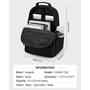 bergsalz Black Backpack For Women Men School Bag Mochilas Escolares Para Niñas Book Bag College Backpacks For Women School Backpack For Girls Boys Backpack For College Book Bags