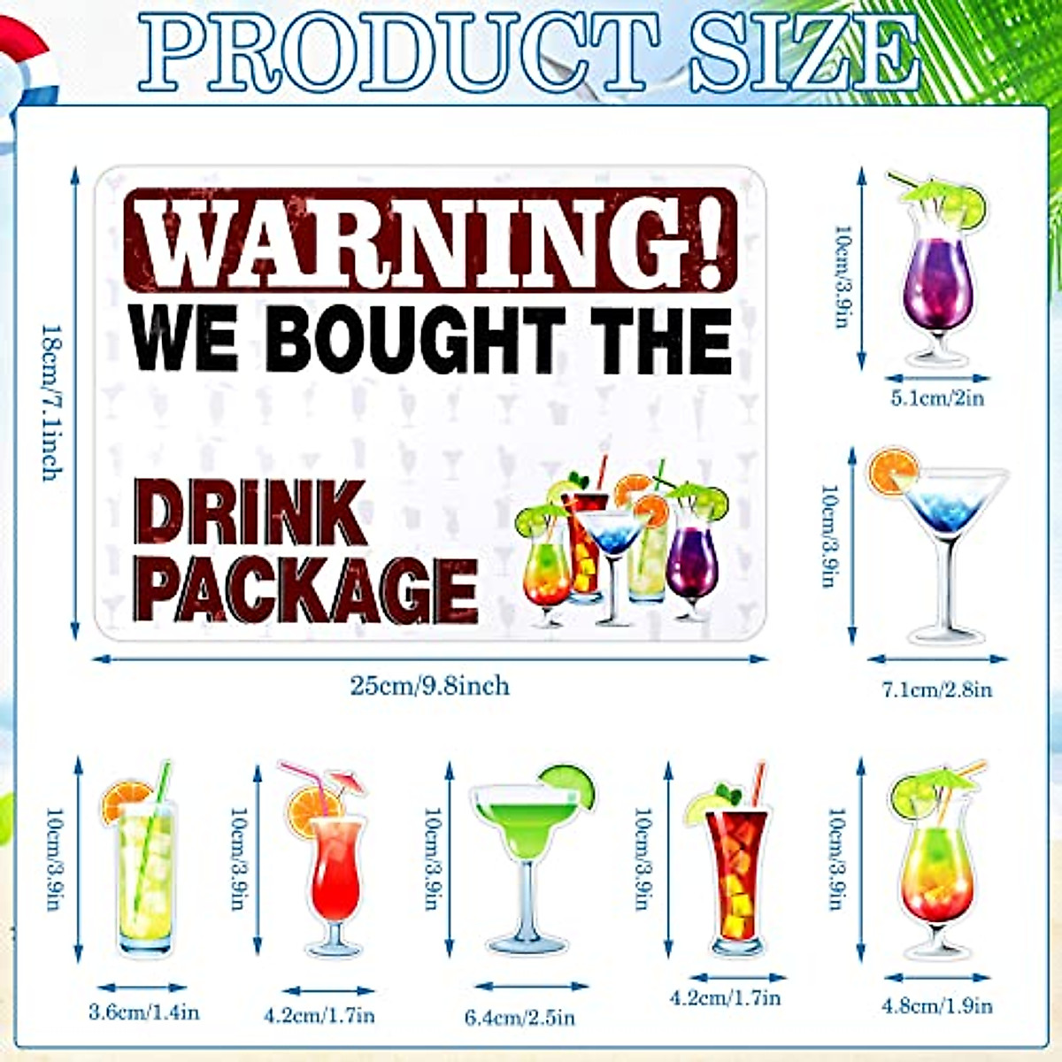 Leumoi 8 Pcs Cruise Door Decorations Magnetic Tropical Drink Funny Cruise Ship Door Magnets Stickers Reusable Cruise Cabin Magnet for Fridge Refrigerator Carnival Cruise Birthday Party Supplies Favors