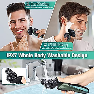 Electric Razor for Men, 2023 Men’s Electric Shavers Rotary LED Display/Waterproof/Rechargeable, Electric Shaver for Men Cordless Floating Head Replaceable Blades Portable Travel Razor Idea Gift