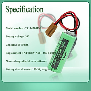 WELLVEUS 5PCS 3V CR17450SE-R / A98L-0031-0012 2500mah PLC Battery for FANUC with Plug