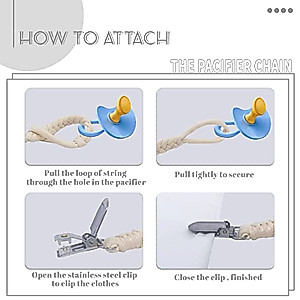 Duludulu 7 Pcs Braided Pacifier Clip, Pacifier Clips for Boys & Baby Girls, Pacifier Holder Clip Binky Clips Handmade Cotton Modern Unisex Pacifier Smoother Clip Fits All Pacifiers