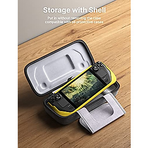JSAUX Carrying Case Compatible with Steam Deck, Protective Hard Shell Carry Case Built-in Charger & Docking Station Storage(Upgrade), Portable Travel Case for Steam Deck Console & Accessories - BG0106