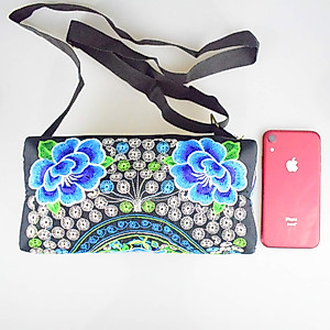 Handmade Embroidered-Cute Mini Canvas-Crossbody Bag Coin Purse Cell phone Pouch for Women (apple violet)