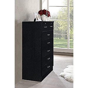 HODEDAH IMPORT HI70DR Black 7 with Locks On 2-Top Chest of Drawers