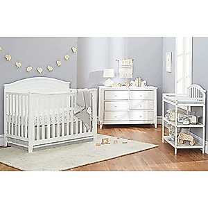 Sorelle Furniture Berkley Round Top Crib, Classic 4-in-1 Convertible Crib, Made of Wood, Non-Toxic Finish, Wooden Baby Bed, Toddler Bed, Child’s Daybed and Full-Size Bed, Nursery Furniture-White