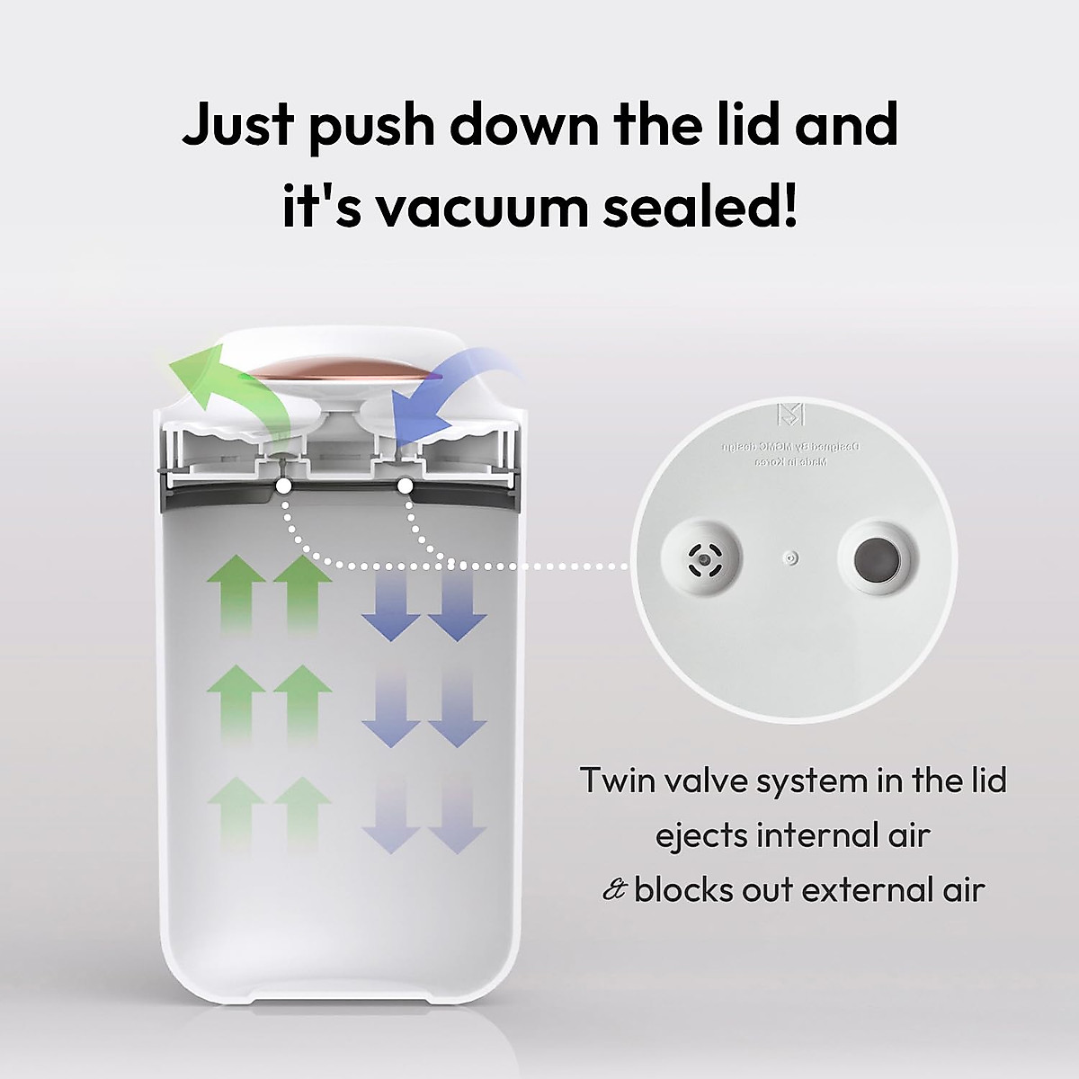 Carrotez Compost Bin for Kitchen Countertop, 0.8 Gallon (3 Liter) Small Food Waste Mini Compost Bin with Lid, Odorless Vacuum Seal - White