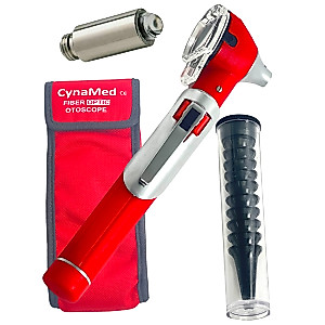 Premium Fiber Optic Otoscope Mini Pocket Red Ent Diagnostic Set 1 Bulb