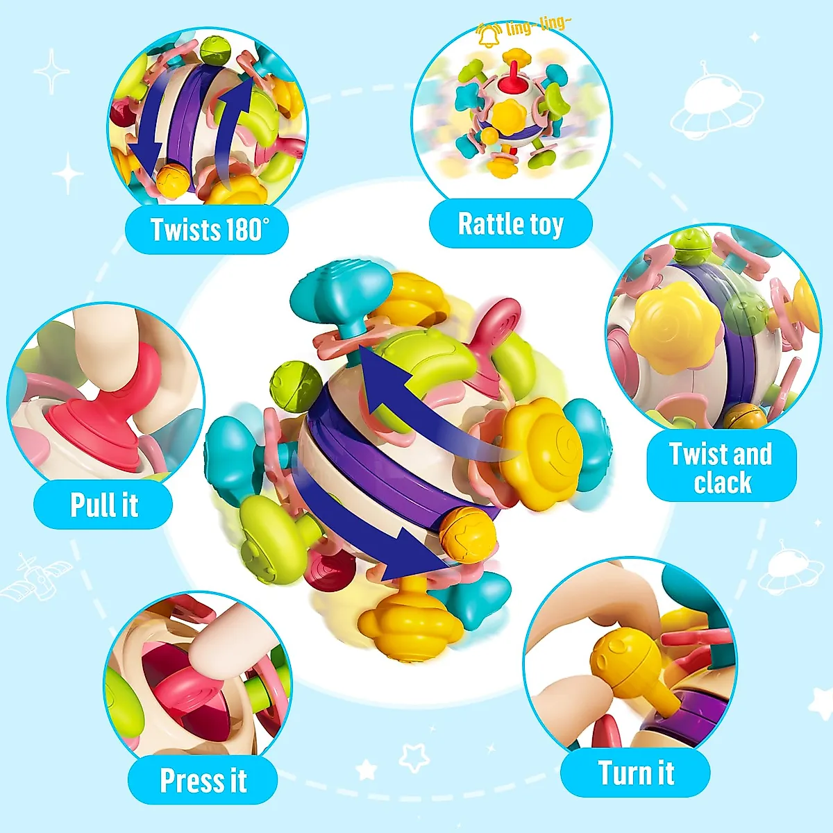 2PCS Teething Toy for Babies 0-6-12 Month Infant Teether Relief Toy for Baby 3-6-12-18 Month Montessori Development TV Remotes Sensory Toy for Newborn 7 8 9 Month Birthday Easter Gift for 1 Year Old