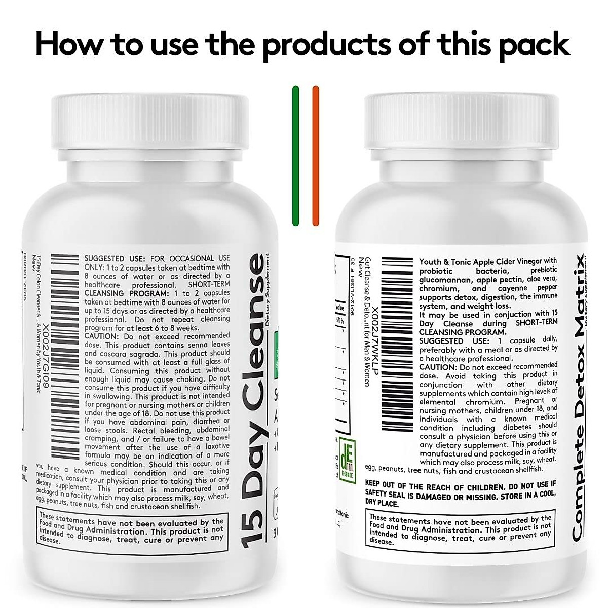 Youth & Tonic Colon Cleanser & Detox for Loss of Waste, Breaking The Plateau, Bloating. 60 Pills for Cleanse with Senna Leaf, Apple Cider Vinegar, Glucomannan and More