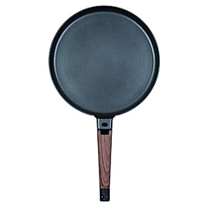 MasterPan Designer Series Non-Stick Cast Aluminum Crepe Pan with Detachable Handle, 11", Black