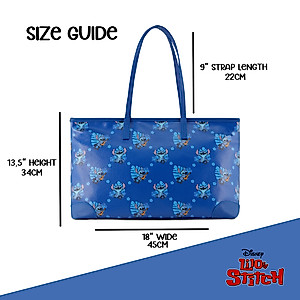 Disney Lilo and Stitch Tote bag - Girls, Boys, Teens, Adults - Stitch Faux PU Leather Cosplay Tote Handbag with Zipper Pouch
