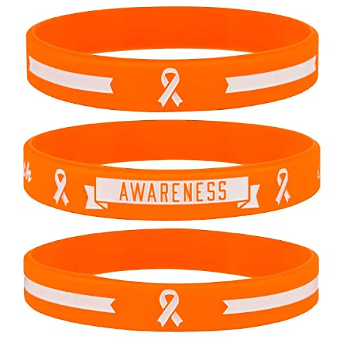 Sainstone Orange Awareness Ribbon Silicone Bracelets with Motivational Saying - FAITH, HOPE, LOVE, KEEP FAITH, BE STRONG - Cancer & Cause Wristbands Gifts for Men Women, Patients, Family (Unisex)