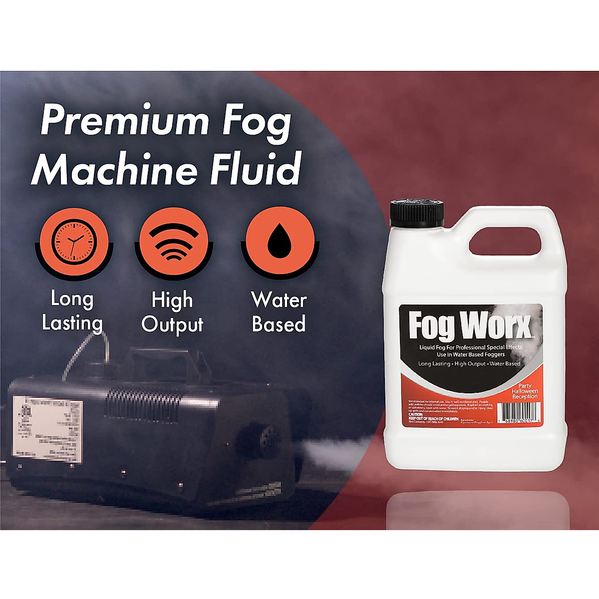 FogWorx Fog Juice - 1 Quart of Premium Odorless Fog Fluid (32 oz) - Medium Density, High Output, Long Lasting Fog Machine Fluid for 400 Watt to 1500 Watt Machines