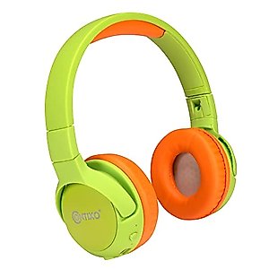 Contixo KB-5 Kids Headphones - Over The Ear Foldable Bluetooth Wireless Headphone for Kids - 85dB with Volume Limited - Toddler Headphones for Boys and Girls (Green+Orange)
